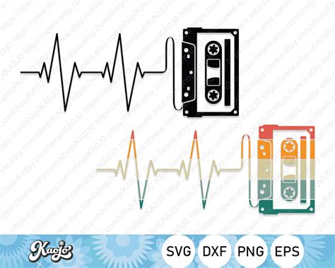 Heart Beat Cassette Tape Svg Retro Vintage Cassette Svg Music Retro