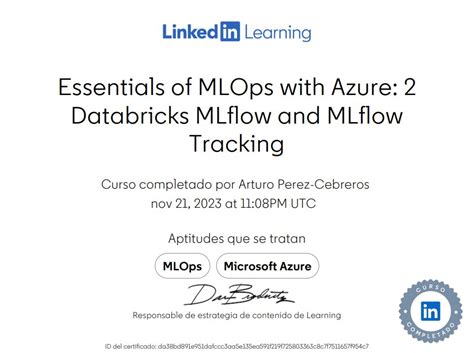 arturo perez cebreros on linkedin ¡acabo de terminar el curso essentials of mlops with azure