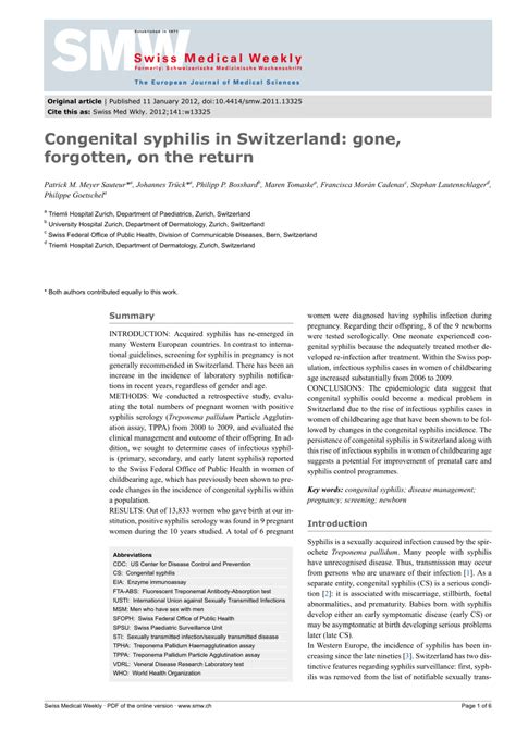 Pdf Neonates Born To Syphilis Positive Mothers Management And Outcome