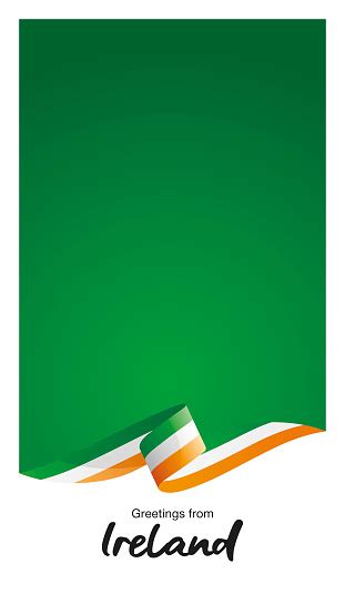 아일랜드에서 인사드립니다 스토리 및 릴스를 위한 편집 가능한 Instagram 템플릿 아일랜드 국기 리본과 편집 가능한 프레임이 있는 소셜 미디어 템플릿 커버 아일랜드