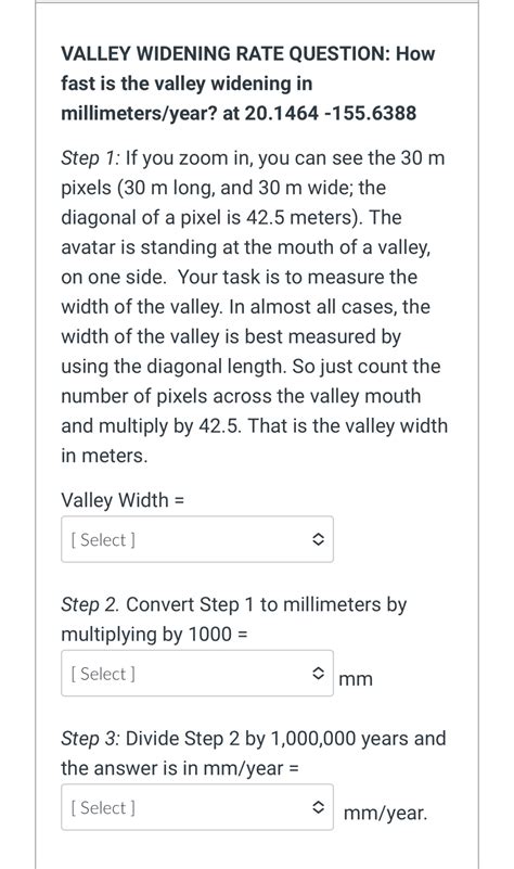 Solved Last Image Is The Answers For Step 3 Valley Widening Rate Course Hero