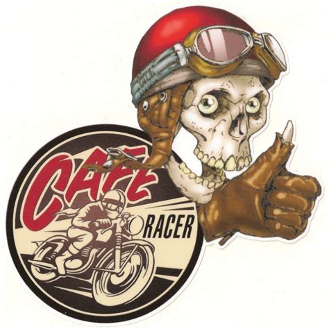 Cafe Racer Right Skull Laminated Decal Cafe Racer