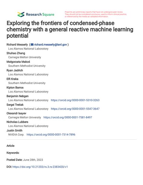 PDF Exploring The Frontiers Of Condensed Phase Chemistry With A