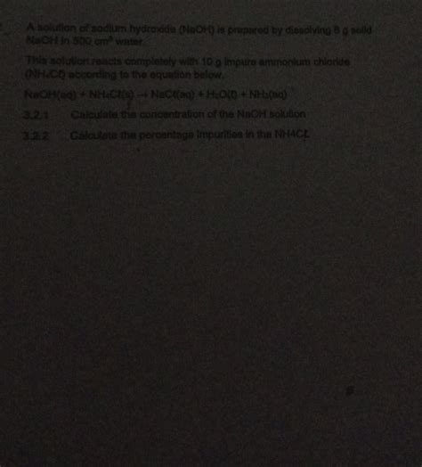A Solution Of Sodium Hydroxide Mathrm { Naoh } Is Prepared By Dissol