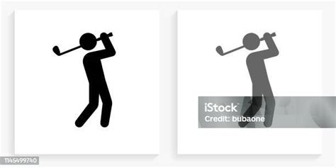 골프 플레이어 검은색과 흰색 사각형 아이콘 골프에 대한 스톡 벡터 아트 및 기타 이미지 골프 골프 스윙 놀기 Istock