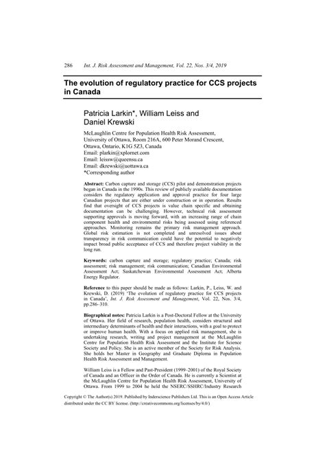 Pdf The Evolution Of Regulatory Practice For Ccs Projects In Canada