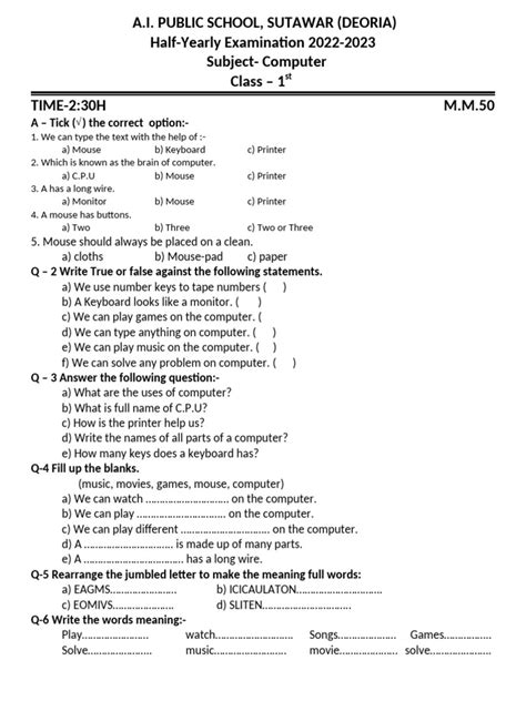 A1 Computer Pdf Microsoft Word Inputoutput