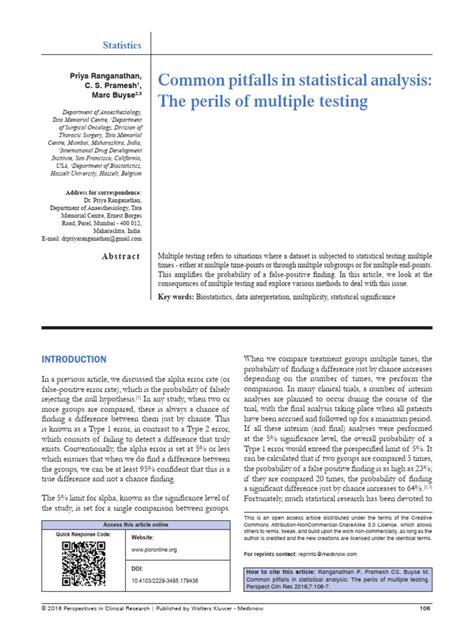 Common Pitfalls In Statistical Analysis The9 1 Pdf