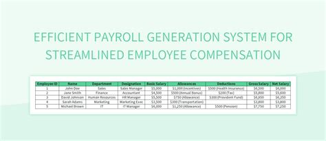 Simplify Payroll System With One Click Generation Excel Template And
