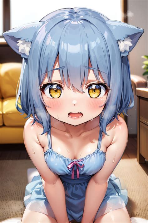 Kiri Kapi My On Twitter Aiイラスト 猫耳 部屋着 美少女 青髪 Ai美少女 Aiart Ai