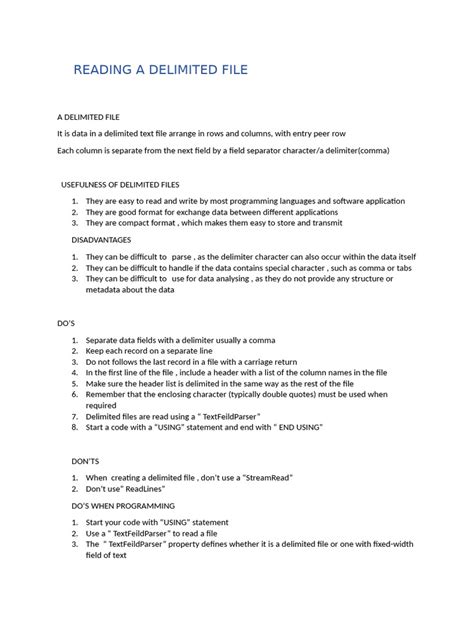 Reading A Delimited File Pdf