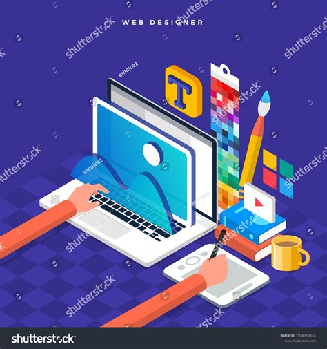 Isometric Flat Design Concept Web Designer Stock Vector Royalty Free