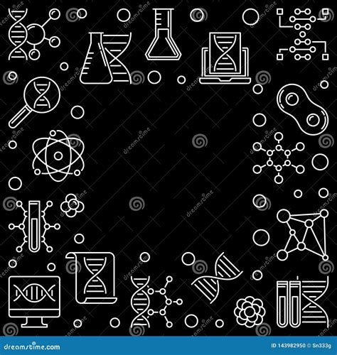 Vector Genetics Square Frame Or Illustration In Thin Line Style Stock