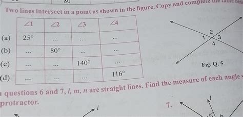 Two Lines Intersect In A Point As Shown In The Figure Copy And Complete