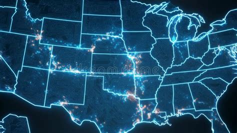 Explore Glowing Us Map Highlights With Vibrant Circuits Showcasing