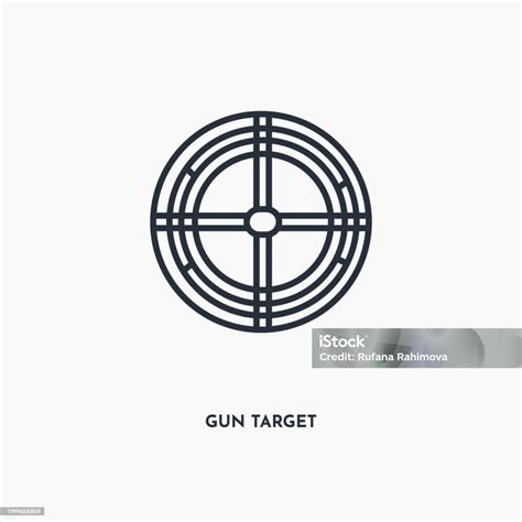 총 표적 윤곽선 아이콘입니다 간단한 선형 요소 그림입니다 흰색 배경에 고립 된 라인 총 대상 아이콘입니다 얇은 스트로크 기호는 웹 모바일 및 Ui에 사용할 수 있습니다