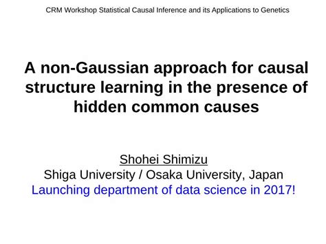 pdf a non gaussian approach for causal structure learning in · estimation of causal