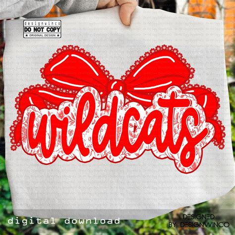 Wildcats Mascot Png Coquette Bow Lace Letters School Spirit