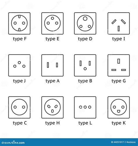 Different Type Power Socket Set Stock Vector Illustration Of Socket Sign 44251017