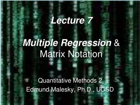 Ppt Lecture 7 Multiple Regression And Matrix Notation Powerpoint