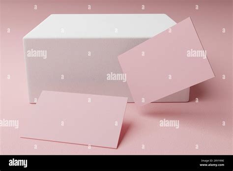 Pink Pastel Business Card Paper Mockup Template With Blank Space Cover