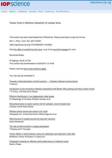 Pdf Tensor Force In Effective Interaction Of Nuclear Force