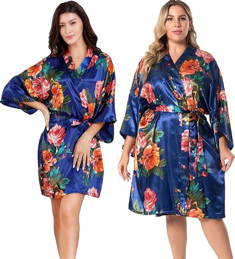 Women Floral Silky Satin Robe Wedding Bridal Party Bride Bridesmaid Ro