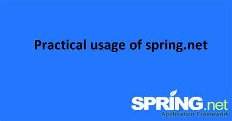 Introduction To Springnet An Open Source Net Framework Practical Usage Of