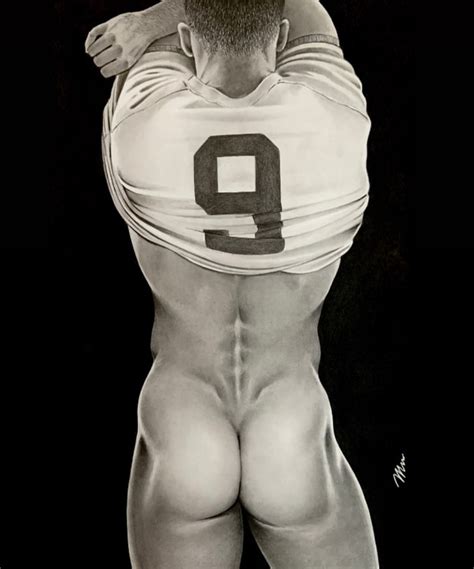 Rule 34 Arms Above Head Ass Black And White Bottomless Brad Welch Art Butt Graphite Artwork