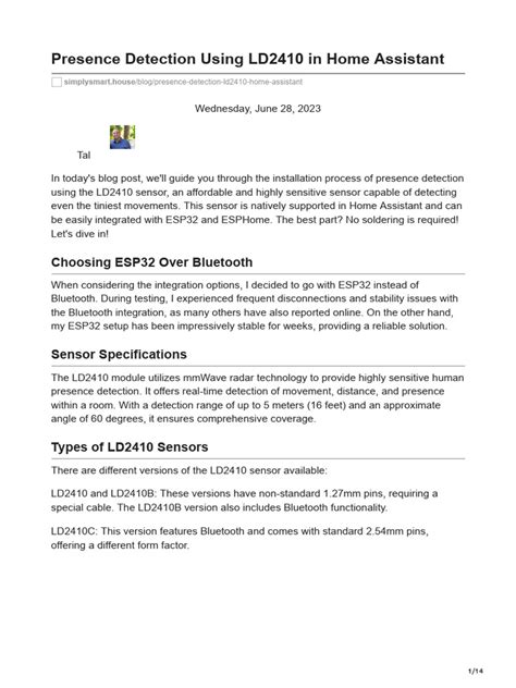 Simplysmart House Presence Detection Using Ld2410 In Home Assistant Pdf Bluetooth Automation