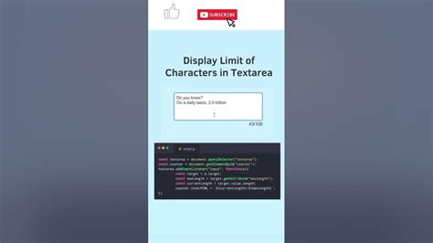 Display Limit Of Characters In Textarea Html Tag Html Css Js Youtube