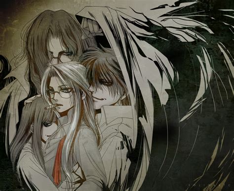 Safebooru 2boys 2girls Absurdres Alucard Hellsing Blunt Bangs Cigar