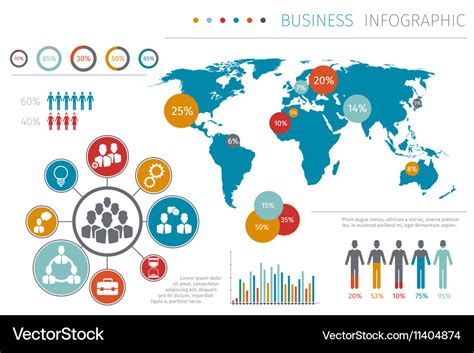 Business People World Map Infographic Royalty Free Vector