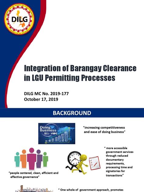 Dilg Mc 2019 177 Guidelines Integration Of Brgy Clearance In Permitting Process Pdf