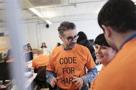 Hackers Coding For Charity At Hackathon Stock Image F0222966