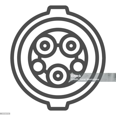 전기 자동차 충전 플러그 라인 아이콘 전기 자동차 개념 흰색 배경에 전기 자동차 표지판을 충전커넥터 윤곽 스타일의 J1772