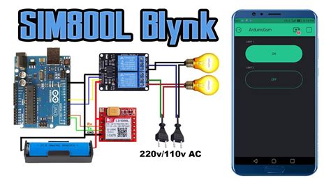 Sim800l Blynk How To Control Relay With Sim800l And Blynk App Youtube