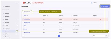 Creating A Listener — Fudo Enterprise 54 System Documentation