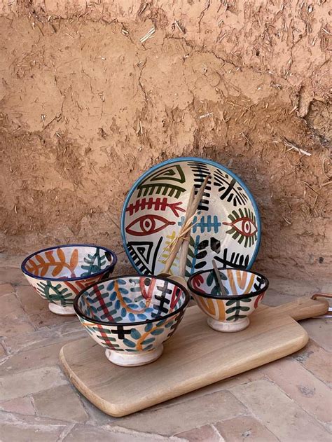 Bol Saladier Terre Cuite Motifs Colorés Minha Moubber