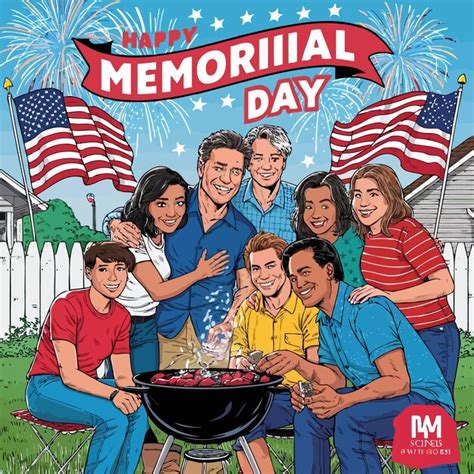 Premium Vector Happy Memorial Day Bbq Party Poster