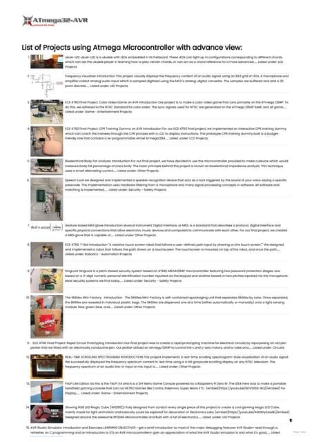 Advanced View Of Atmega Microcontroller Projects List Atmega32 Avrpdf