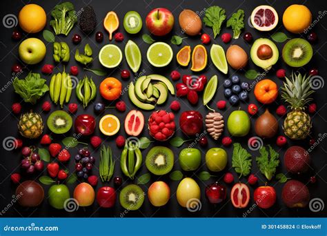 Flat Lay Of Symmetrical Fruits And Berries That Provide Incredible