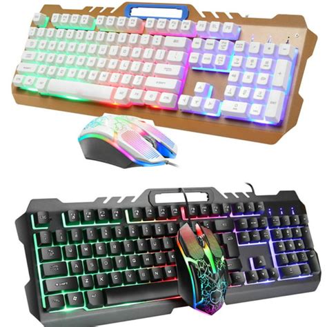 Gaming Keyboard And Mouse Combo Set Rainbow Glow Backlit Usb Keyboard Rgb Led Keyboard 104 Keys