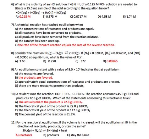 Solved 6 What Is The Molarity Of An Hcl Solution If 43 5 Ml