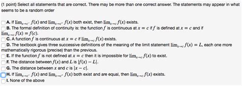 Solved 1 Point Select All Statements That Are Correct