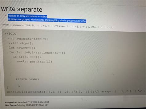 Solved Hi I Need To Return Array As An Object And Group Chegg Com