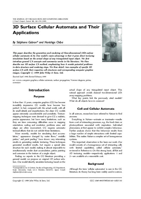 Pdf 3d Surface Cellular Automata And Their Applications Stéphane