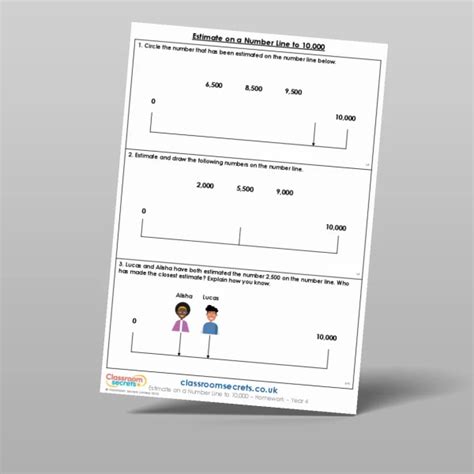Year 4 Estimate Numbers On A Number Line Up To 10 000 Homework Resource Classroom Secrets