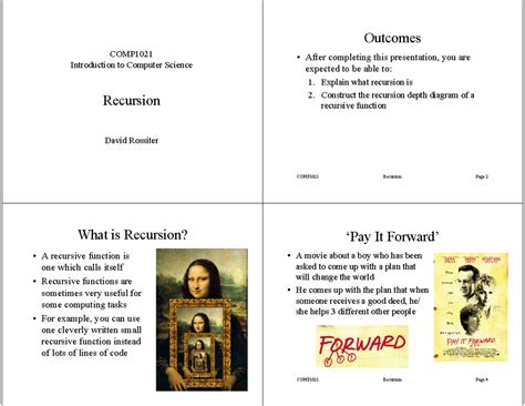 66 1021 Recursion F2023 4spp Recursion David Rossiter Comp