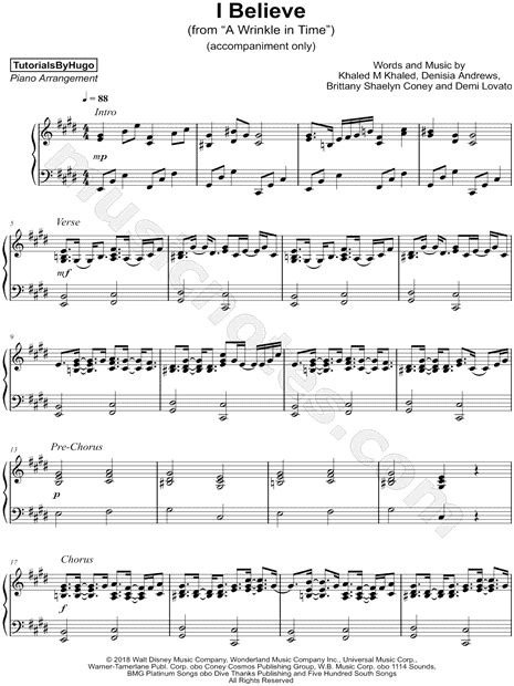 Tutorialsbyhugo I Believe Accompaniment Only Sheet Music Piano Solo In C Minor Download